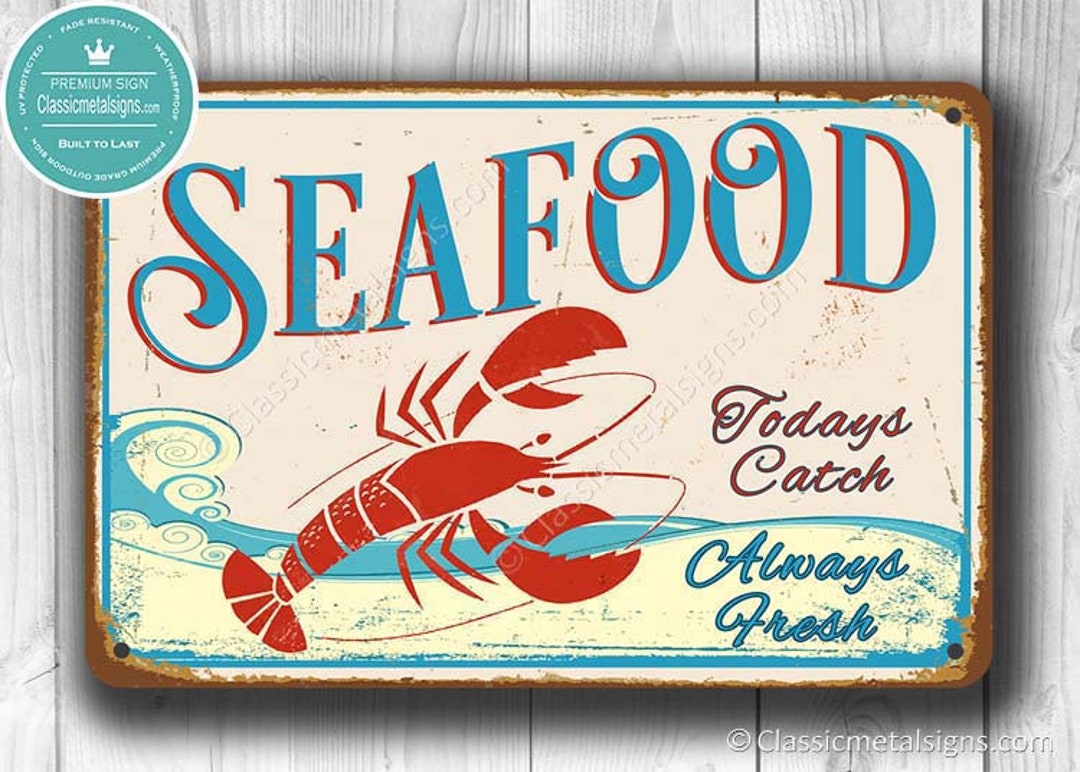 SEAFOOD RESTAURANT SIGN, Seafood Sign, Restaurant Sign, Vintage Style ...
