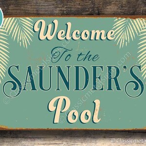 CUSTOM POOL SIGN, Customizable Pool Signs, Vintage Style Pool Sign ...