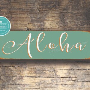 ALOHA SIGN, Aloha Signs, ALOHA, Hawaiian Greeting Sign, Vintage Style ...