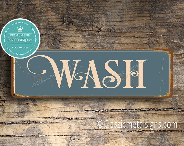 WASH SIGN Wash Signs Bathroom Decor Vintage Style Wash | Etsy