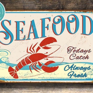 SEAFOOD RESTAURANT SIGN, Seafood Sign, Restaurant Sign, Vintage Style ...