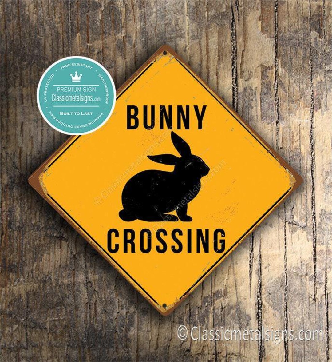 Bunny Crossing Sign: for Gardens or Yards, Rustic Rabbit Décor Display ...