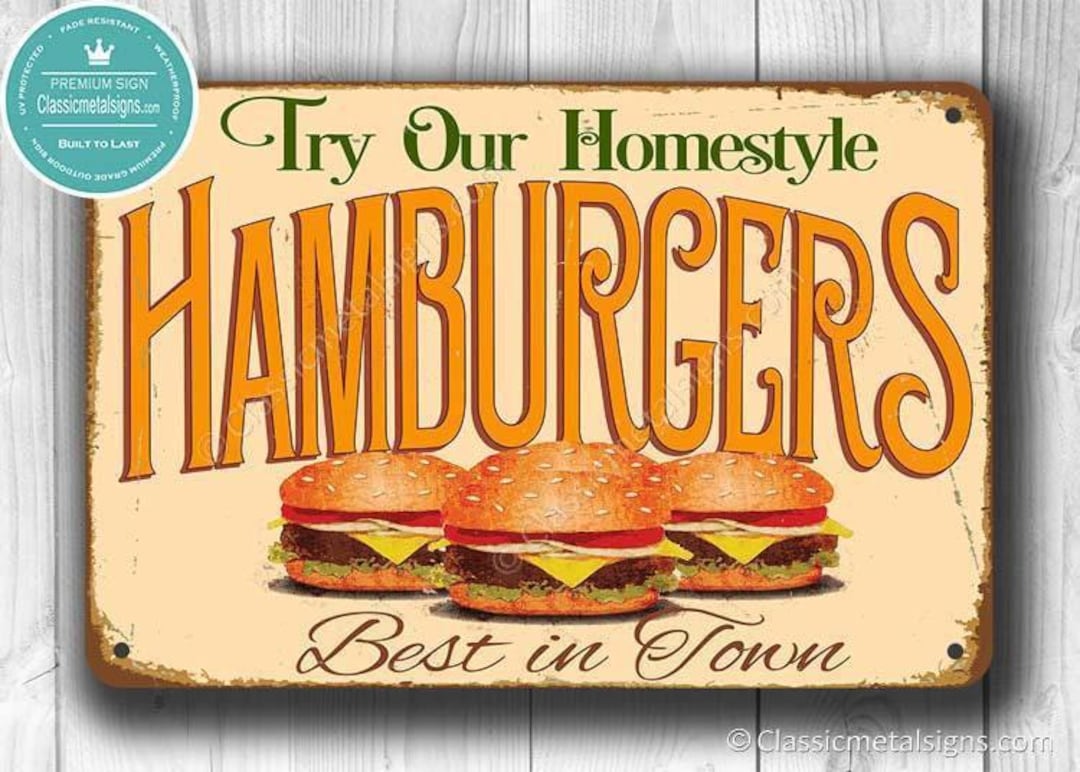 Vintage Hamburger Sign: Retro Diner Style Homestyle Decor - Etsy