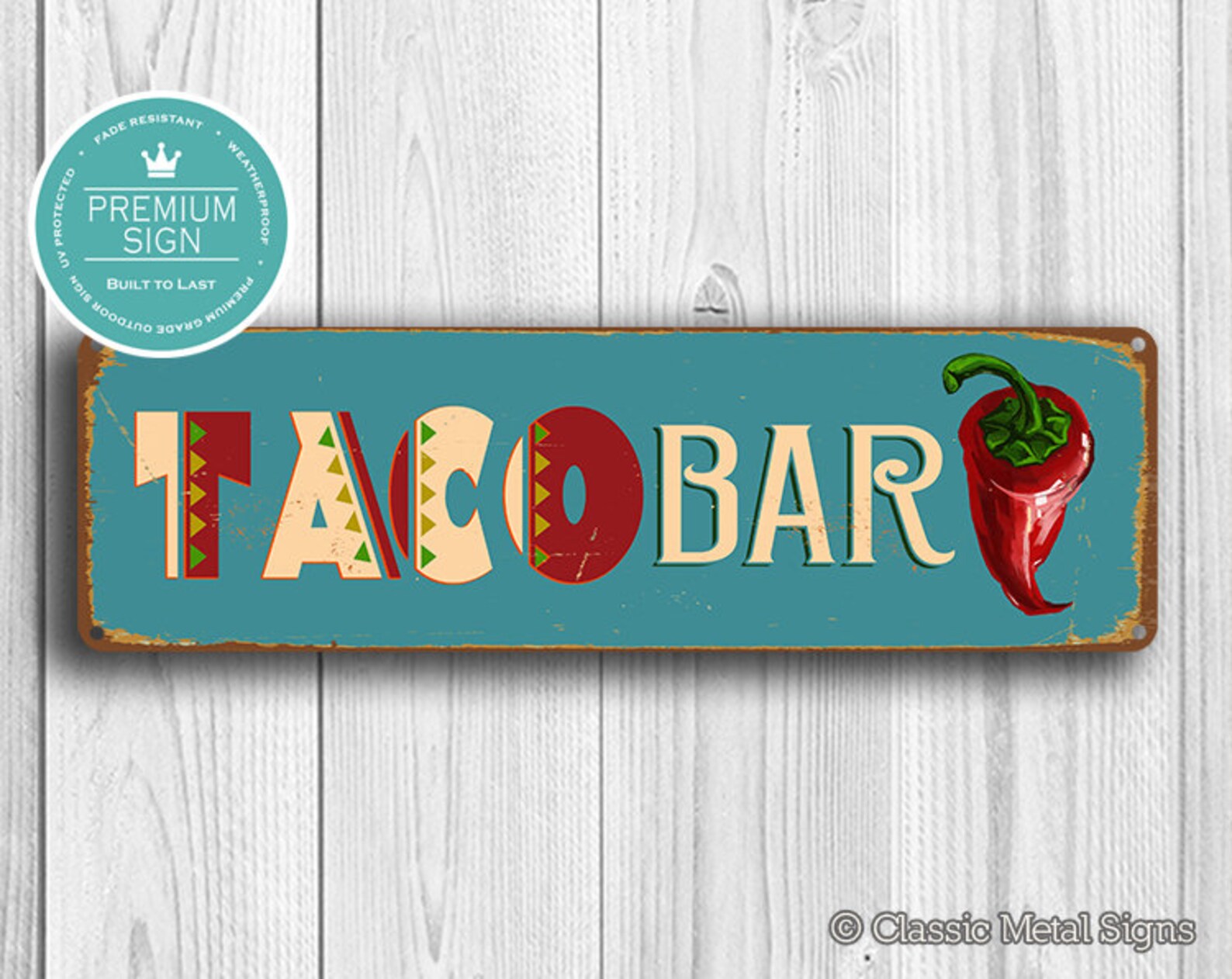TACO BAR SIGN, Taco Bar Decor, Vintage Style Taco Sign, Vintage Style ...
