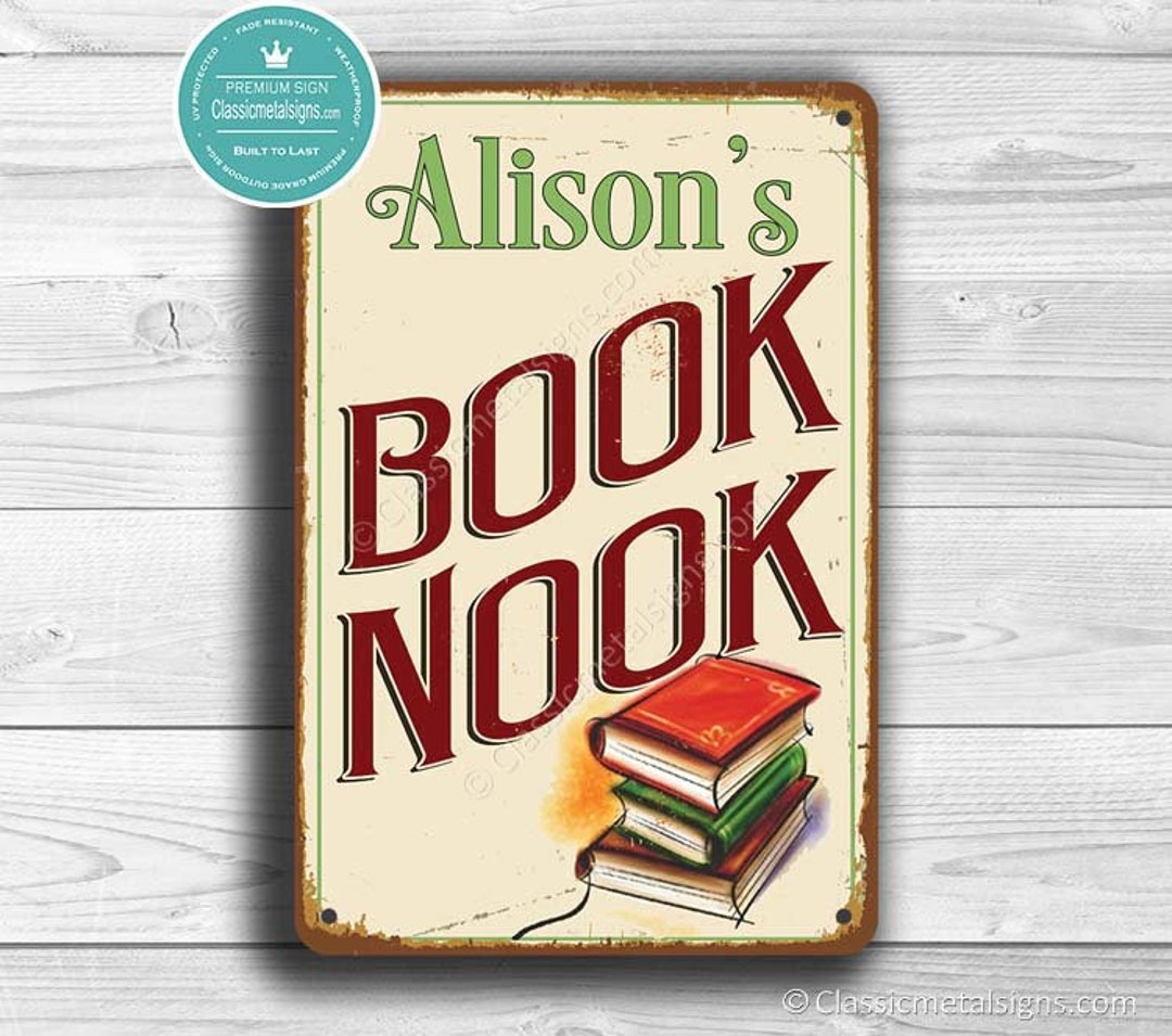 Custom BOOK NOOK SIGN, Customizable Book Nook Signs, Vintage Style Book ...