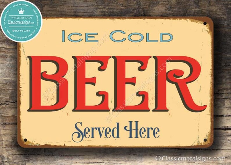 BEER SIGN Beer Signs Vintage Style Beer Sign Ice Cold Beer - Etsy