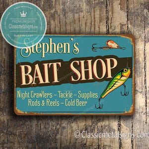 Custom Bait Shop Sign - Vintage Rustic Fishing Decor - Etsy