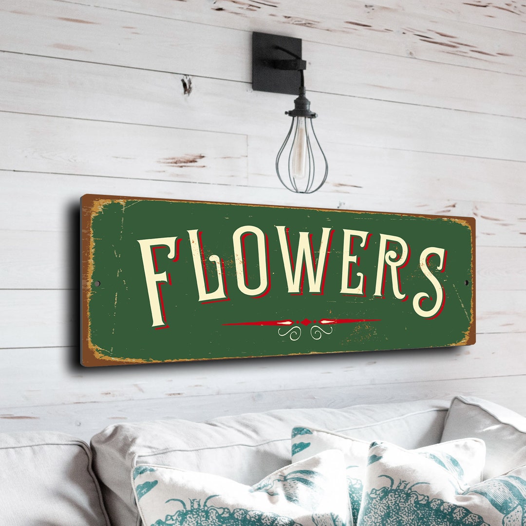FLOWERS SIGN, Florist Signs, Vintage Style Flowers Sign, Flowers Decor ...
