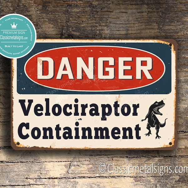 Velociraptor Containment Sign - Etsy