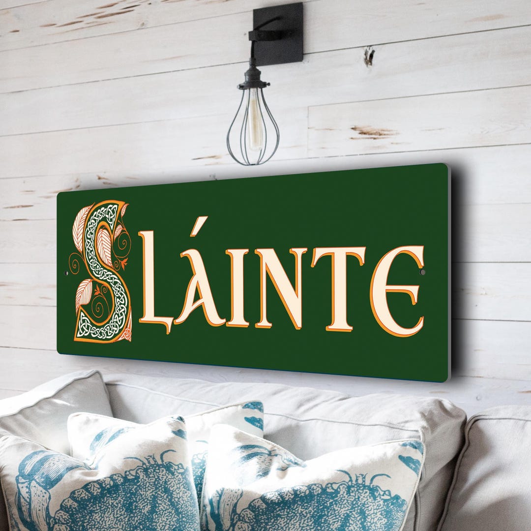 Classic Style Slainte Sign: Irish Cheers, Celtic Bar Decor From Ireland ...