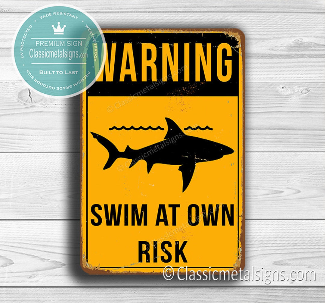 SWIM SIGNS, Swim Warning Signs, Swim Own Risk, Swim Decor, Gift for ...