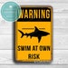 SWIM SIGNS Swim Warning Signs Swim Own Risk Swim Decor - Etsy