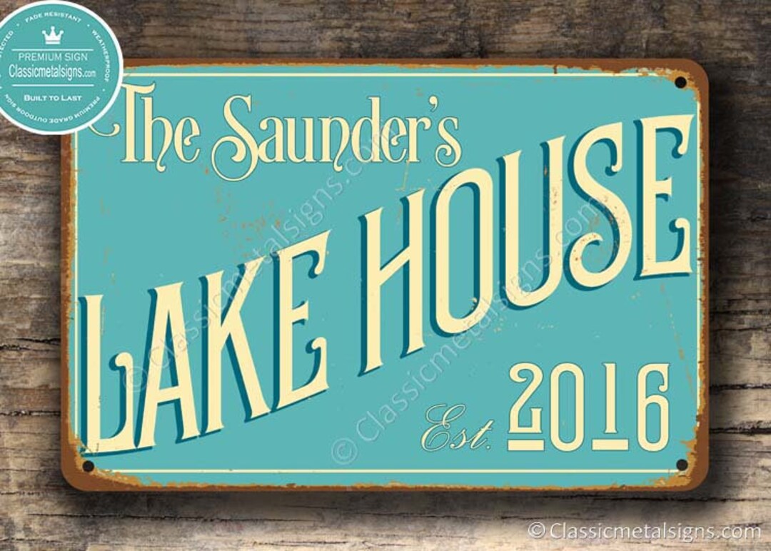 Custom Lake House Sign: Vintage Style Aluminum Aluminum Composite Decor ...