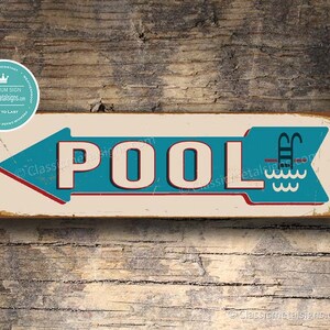 POOL SIGN, Pool Direction Signs, Vintage Style Pool Sign, Pool Signs ...