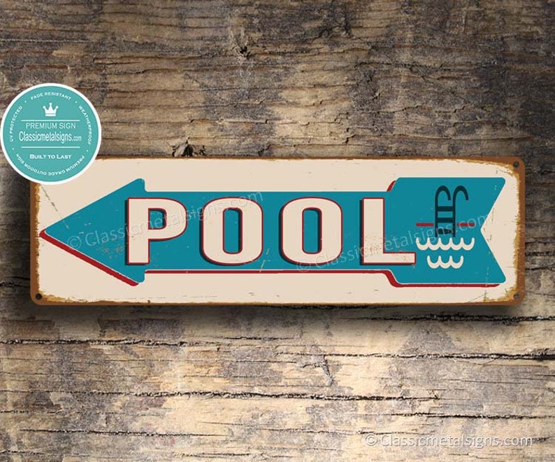 POOL SIGN Pool Direction Signs Vintage Style Pool Sign Pool | Etsy
