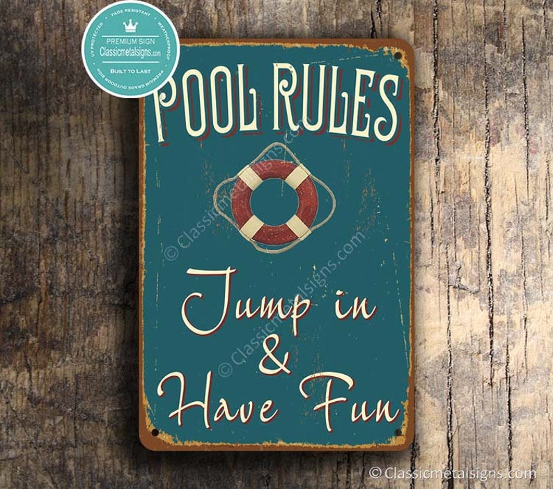 POOL RULES SIGN Pool Signs Vintage Style Pool Sign Swimming | Etsy