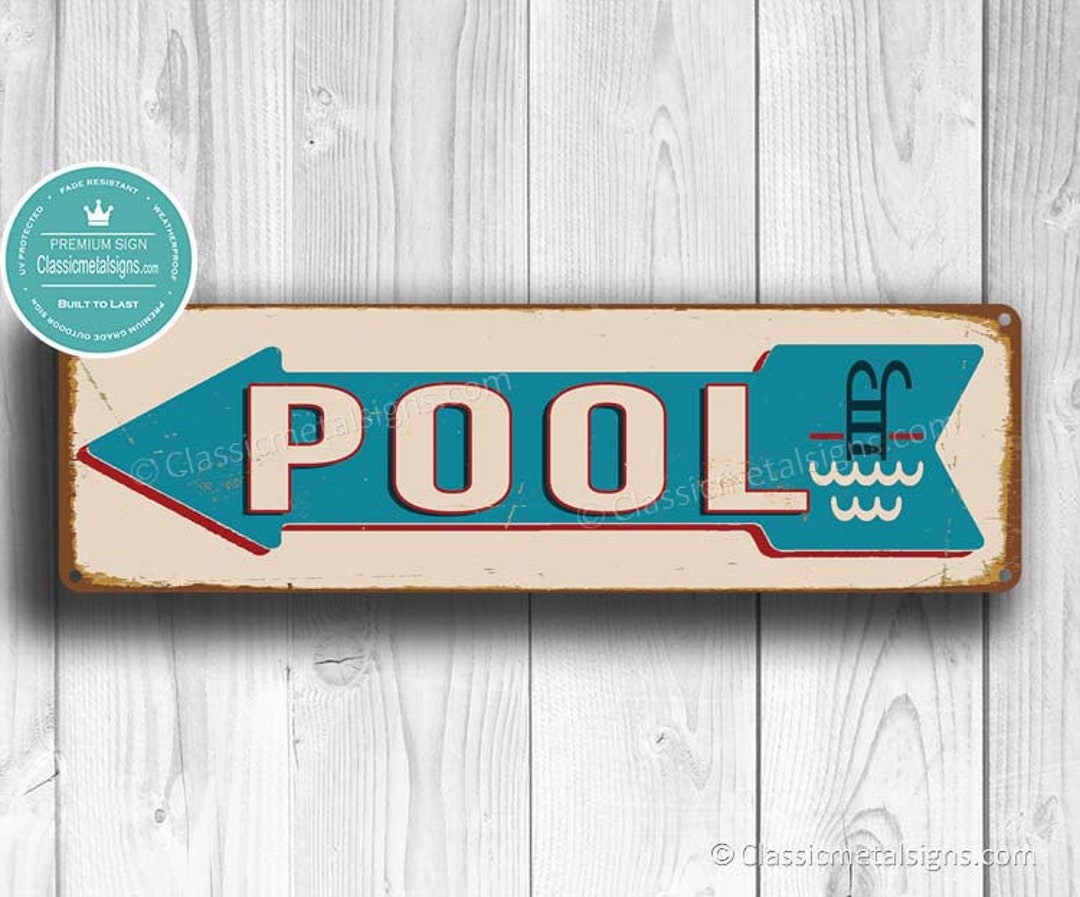 POOL SIGN, Pool Direction Signs, Vintage Style Pool Sign, Pool Signs ...