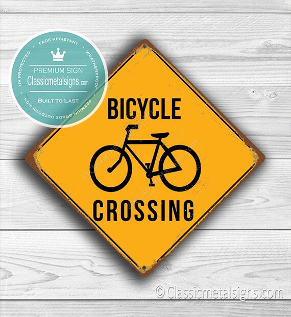 BICYCLE CROSSING SIGN Bicycle Crossing Signs Warning - Etsy