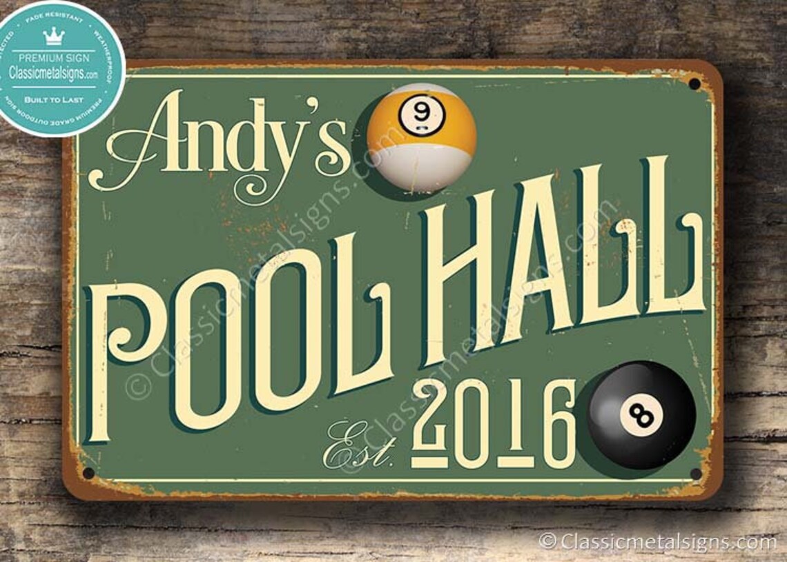 CUSTOM POOL HALL Sign Customizable Pool Hall Signs Vintage - Etsy UK