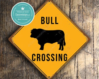 Bull Warning Sign - Etsy