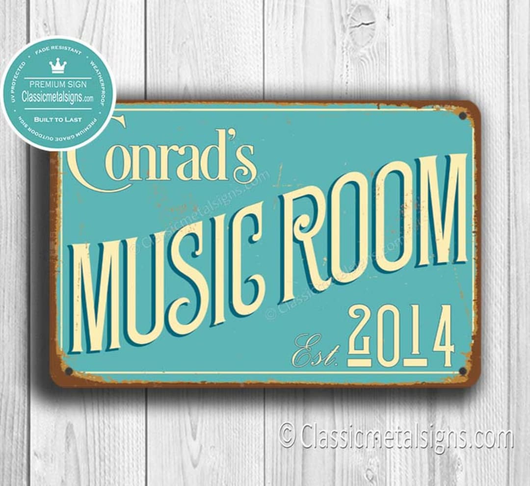 Personalized Music Room Sign: Vintage Style Aluminum Composite Decor - Etsy