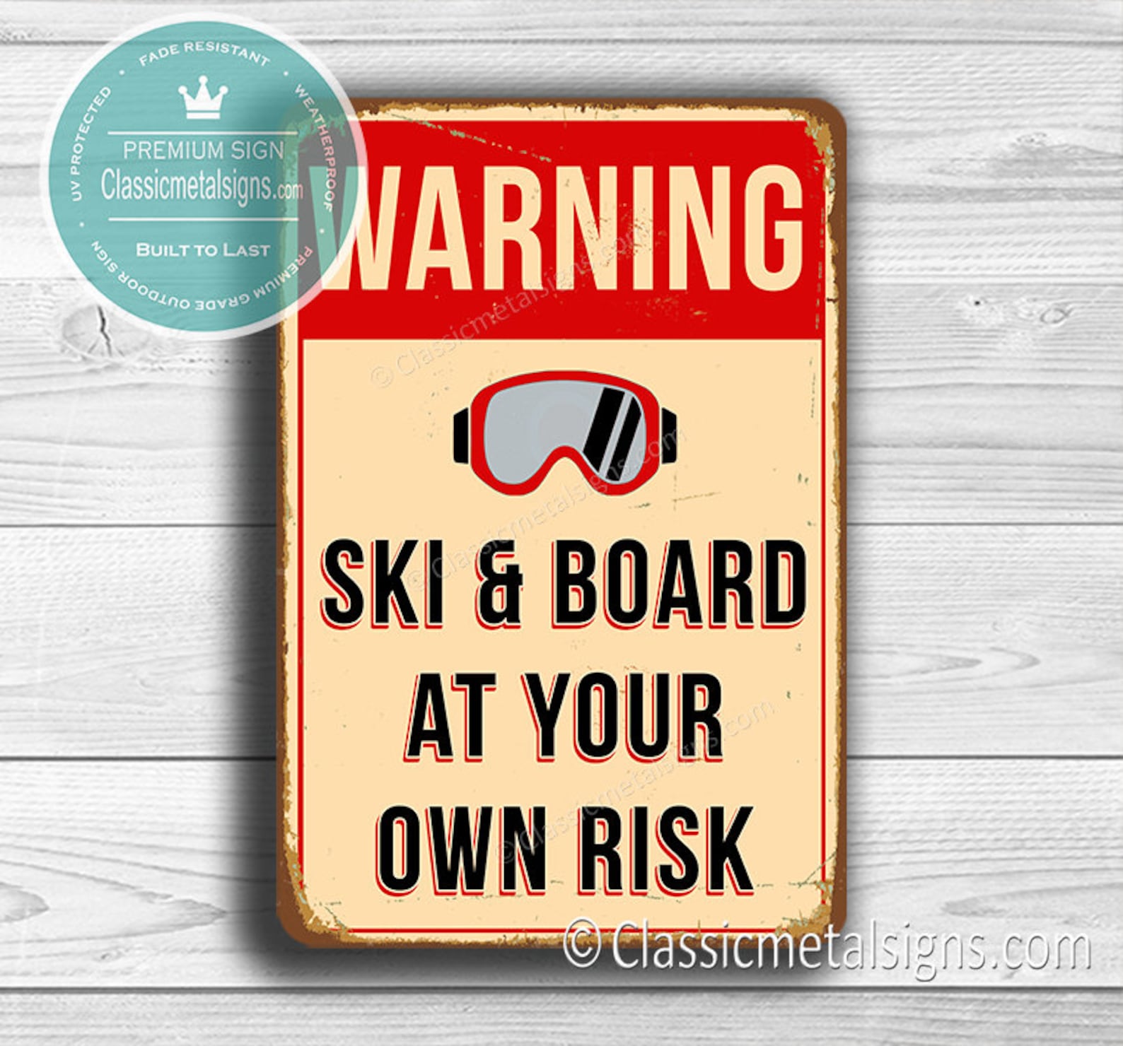 SKI WARNING SIGN Ski Warning Signs Vintage Style Ski Warning - Etsy