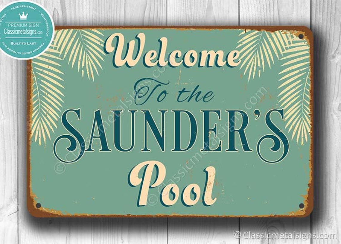 CUSTOM POOL SIGN Customizable Pool Signs Vintage Style Pool - Etsy