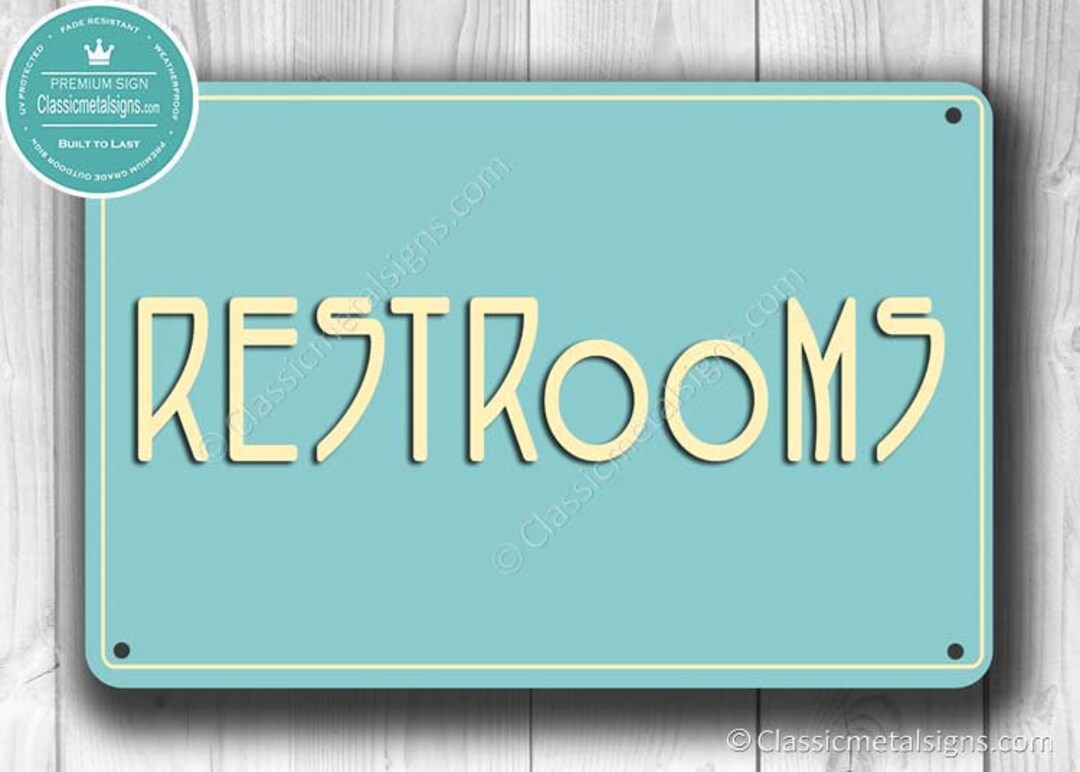 RESTROOM SIGNS, Restrooms Sign, Classic Chic Style Restrooms Sign ...