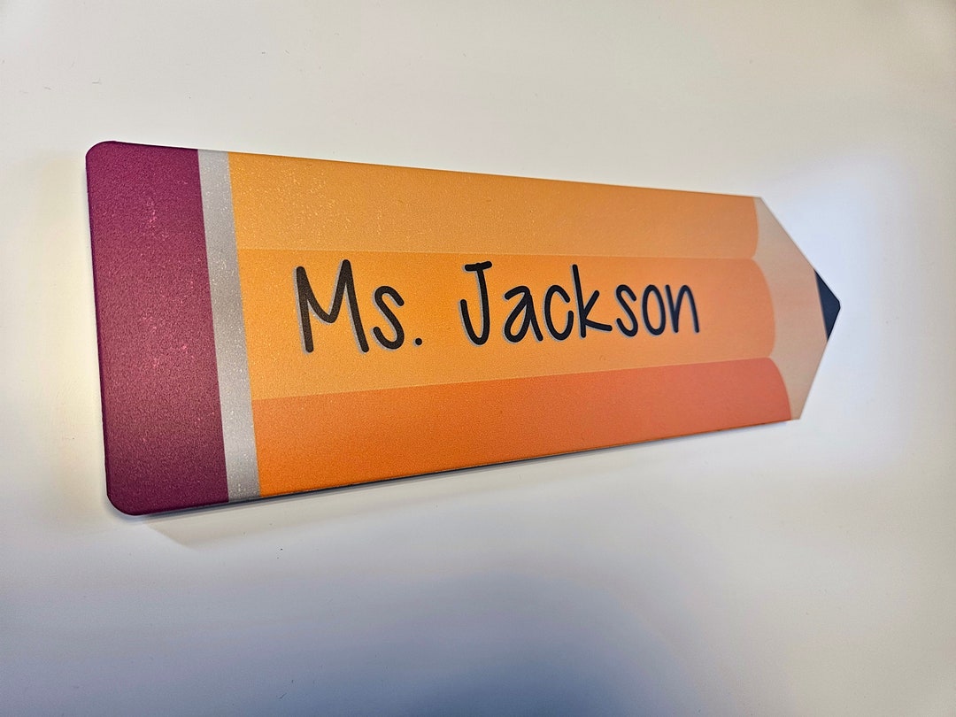 Custom Teacher Name Sign, Yellow Pencil Door Name Sign for Teachers ...
