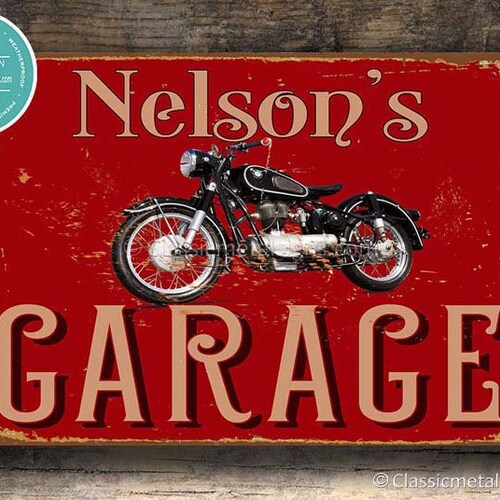 PERSONALIZED MOTORCYCLE GARAGE Sign Vintage Style Motorcycle - Etsy