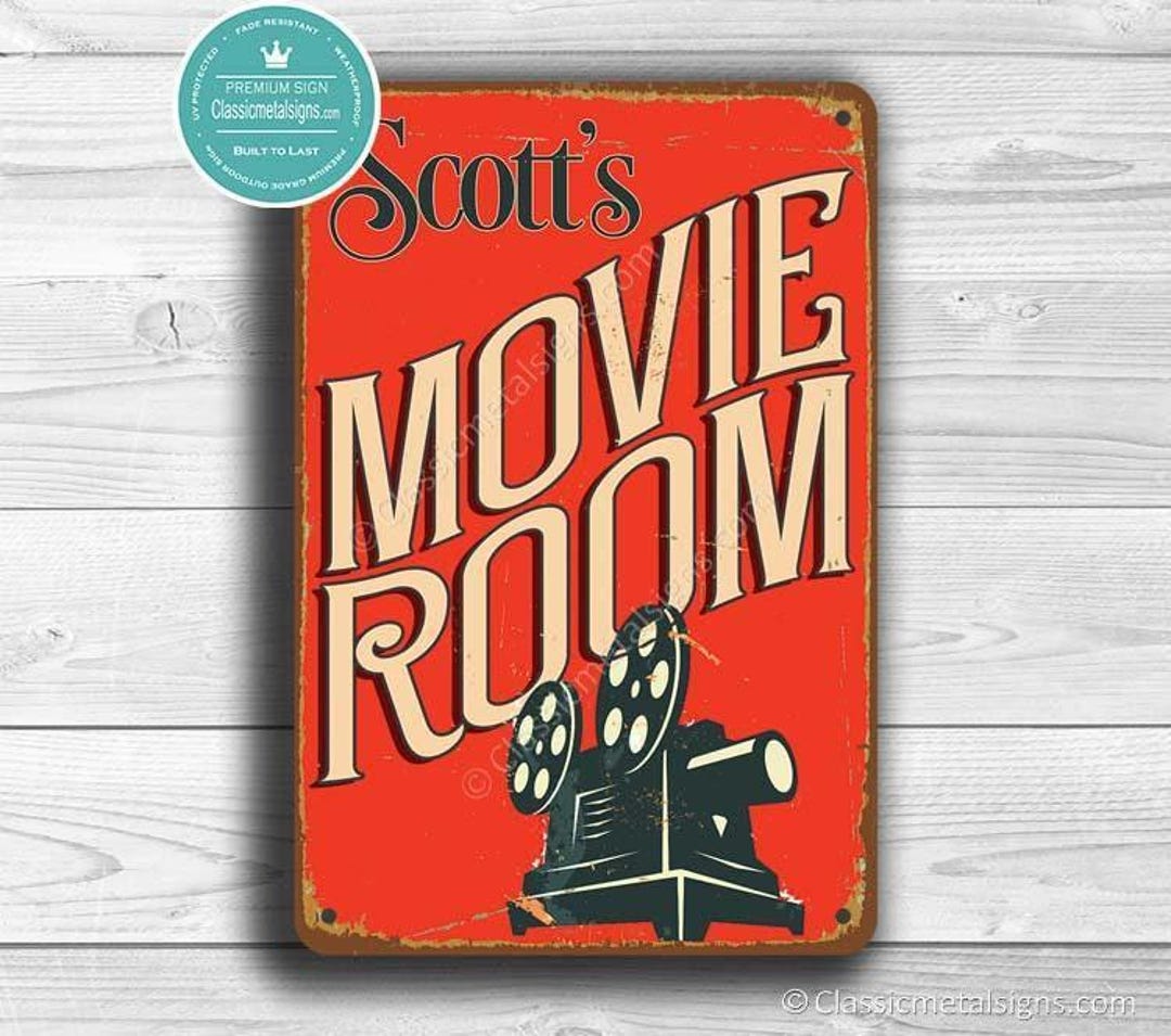 Vintage Movie Room Sign, Personalized Retro Style (indoor/outdoor) - Etsy