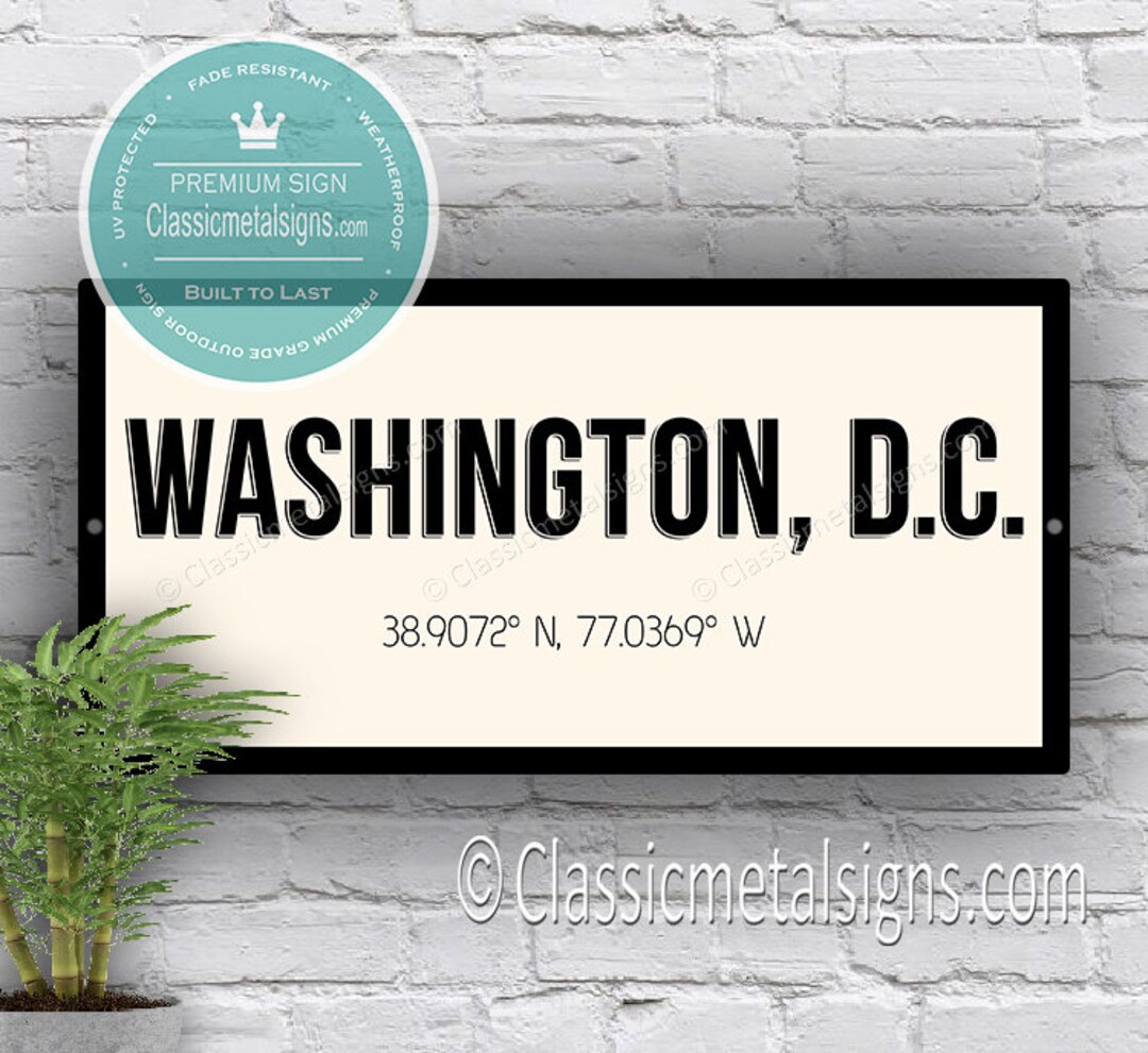 WASHINGTON DC Coordinates Sign, Washington Dc City Sign, Modern ...