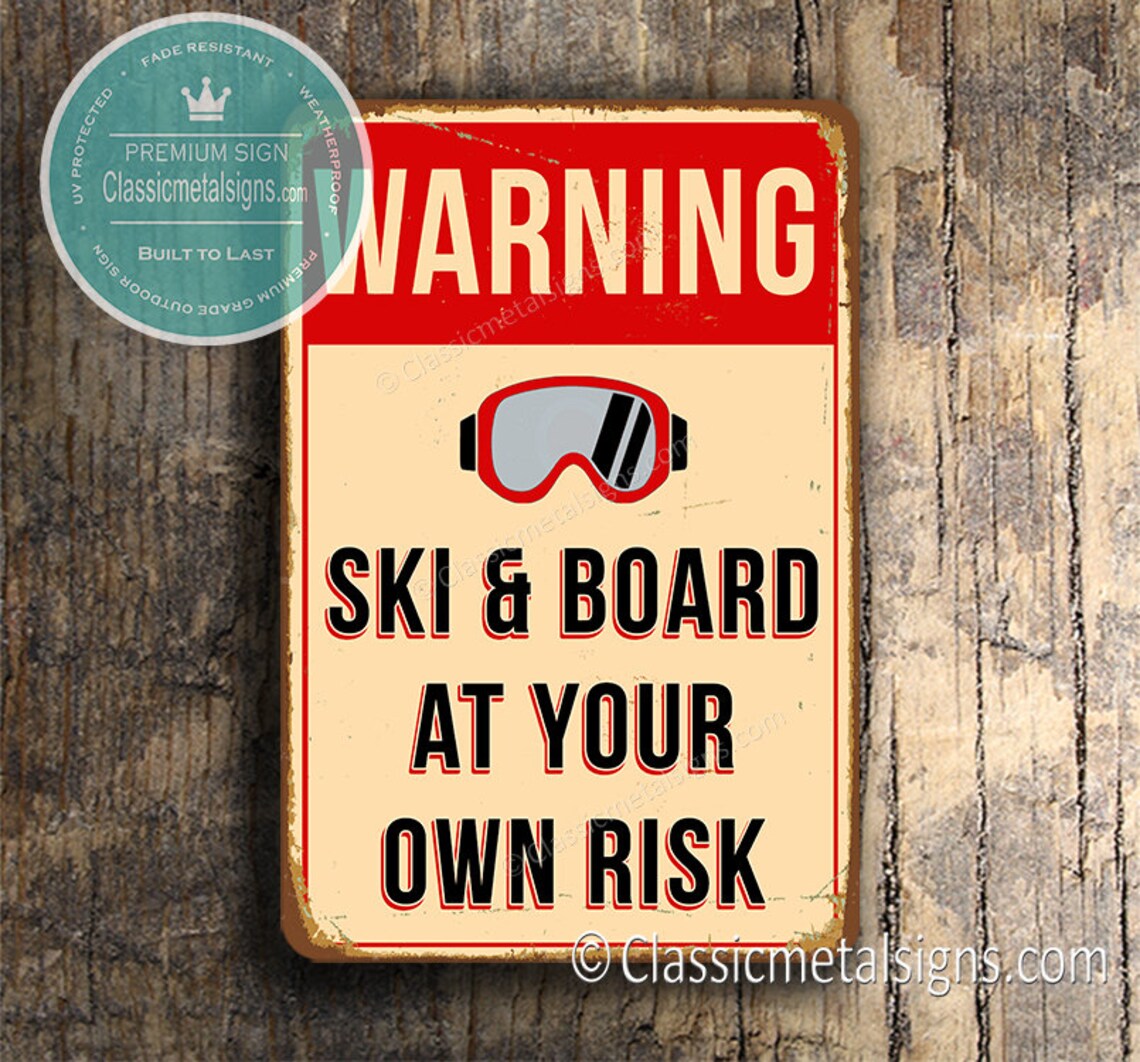 SKI WARNING SIGN Ski Warning Signs Vintage Style Ski Warning - Etsy