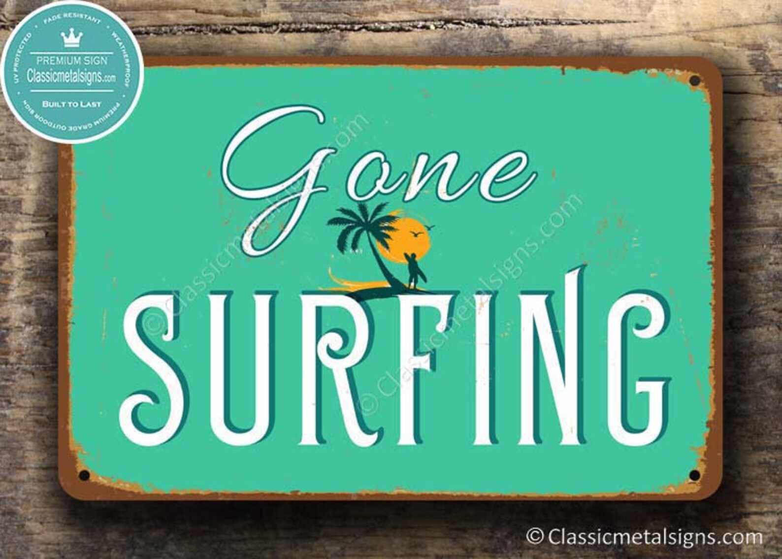 GONE SURFING SIGN Surf Sign Surfing Sign Vintage Style Gone - Etsy
