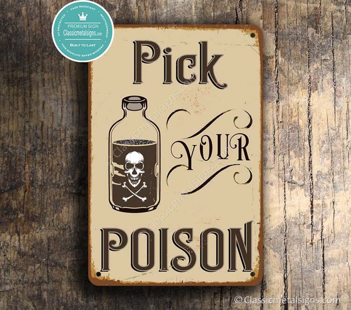 PICK YOUR POISON Sign Bar Signs Vintage Style Bar Sign Pub | Etsy
