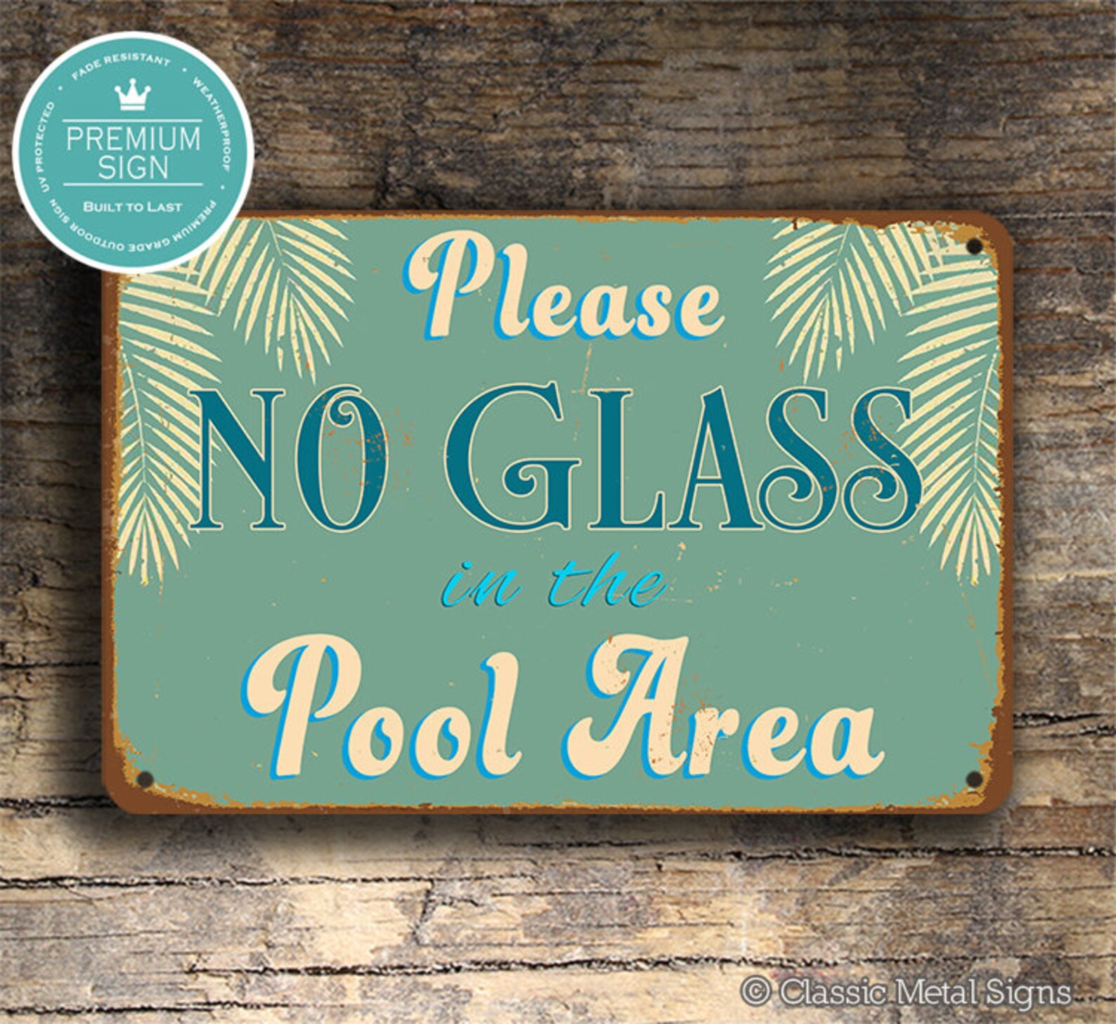 No Glass in the Pool Area Sign Pool Signs Pool Decor Please - Etsy