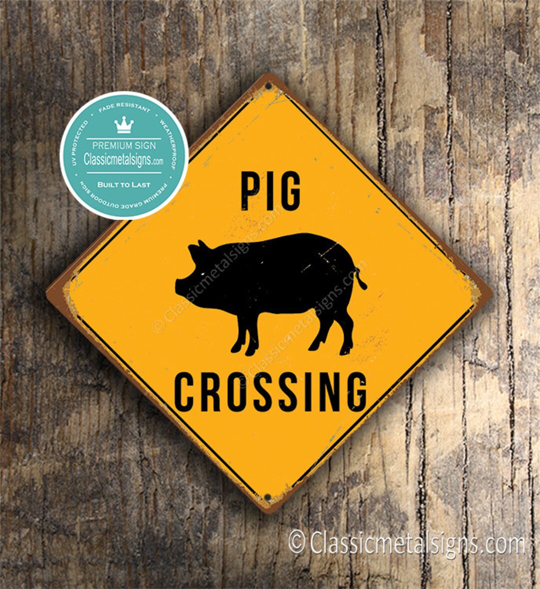 Pig Crossing Sign: Rustic Farm Decor - Etsy