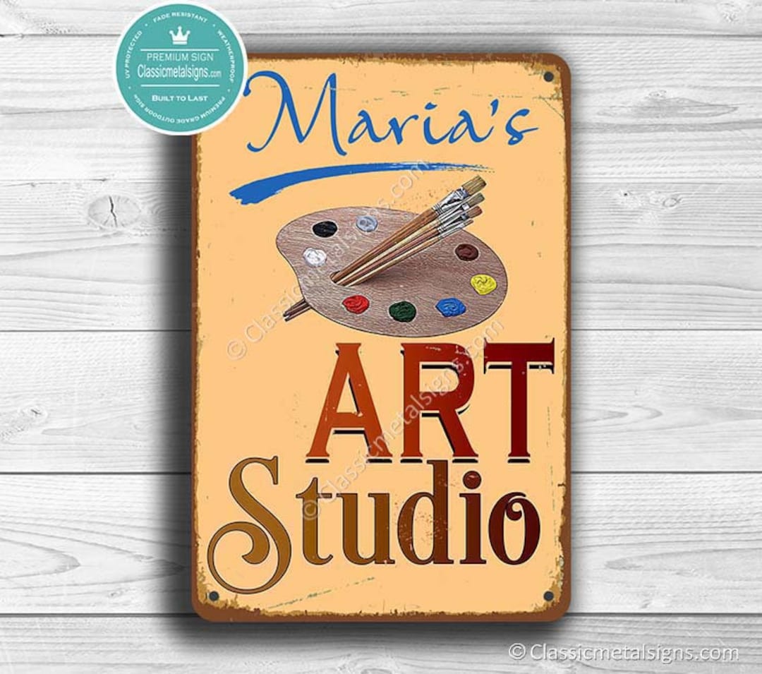 CUSTOM ART STUDIO Sign, Personalized Art Studio Sign, Vintage Style Art ...