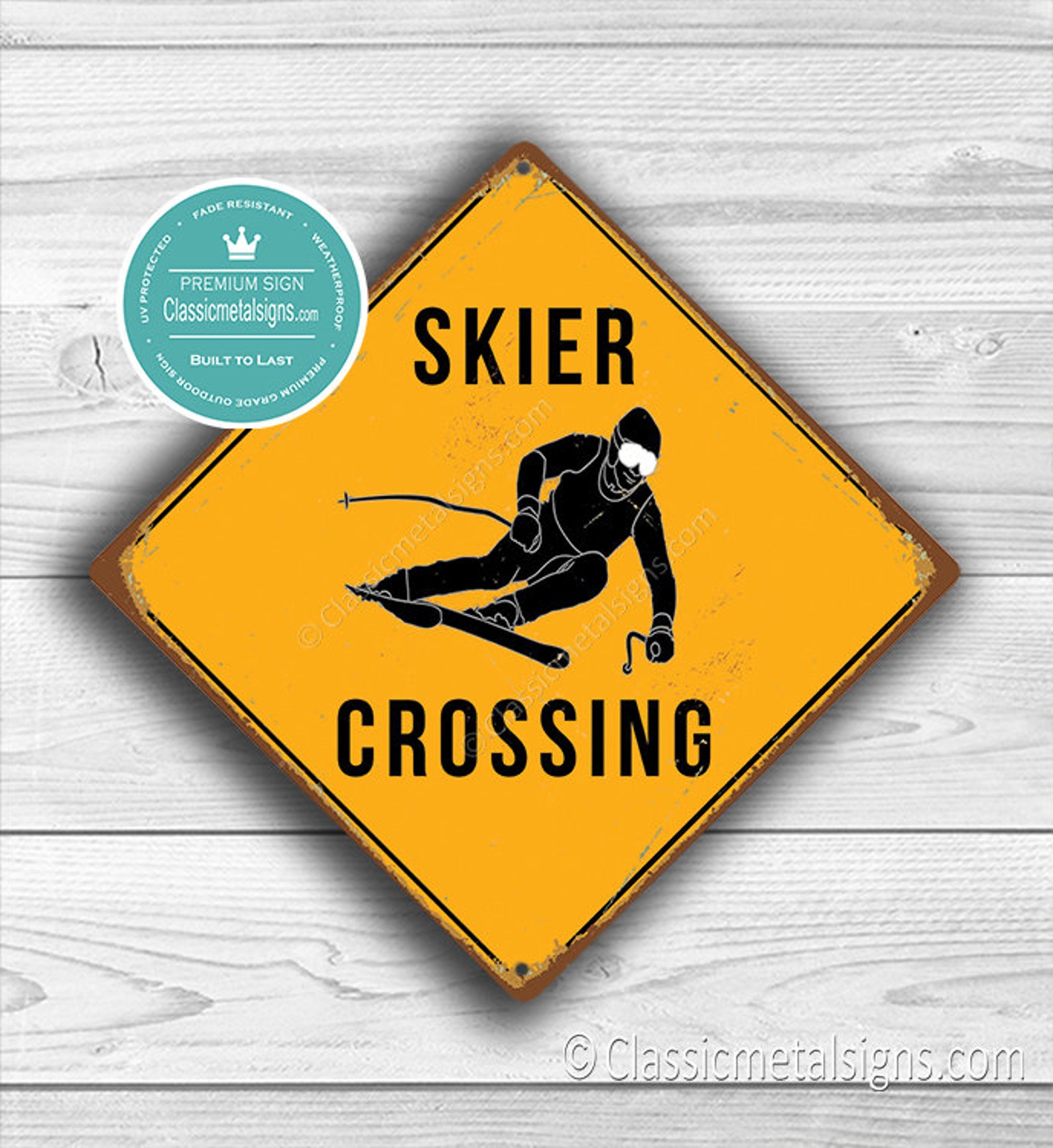 SKIER CROSSING SIGN Skier Crossing Signs Ski Signs Warning - Etsy