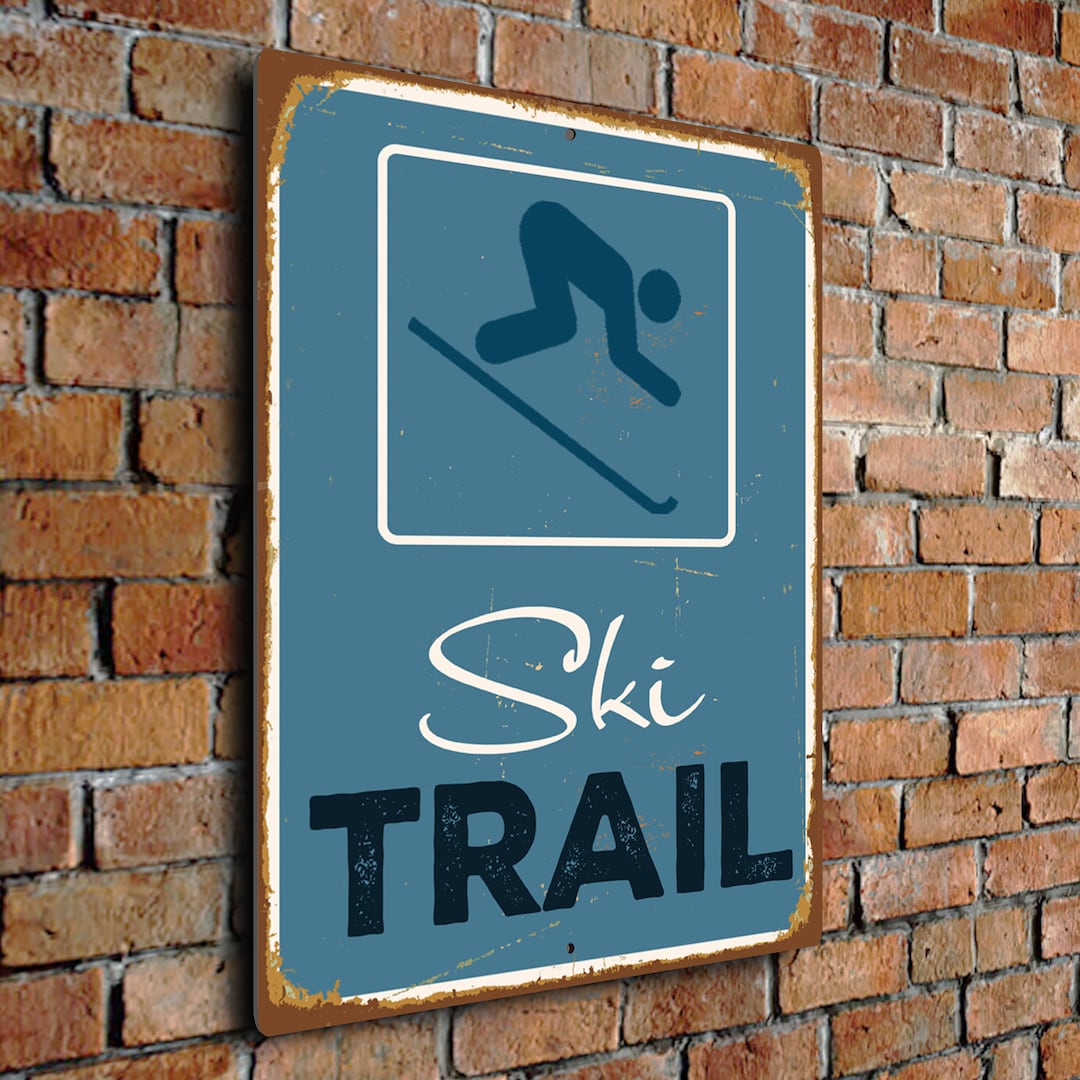 SKI TRAIL SIGNS, Ski Trail Sign, Ski Sign, Ski Decor, Skiing Decor, Ski ...