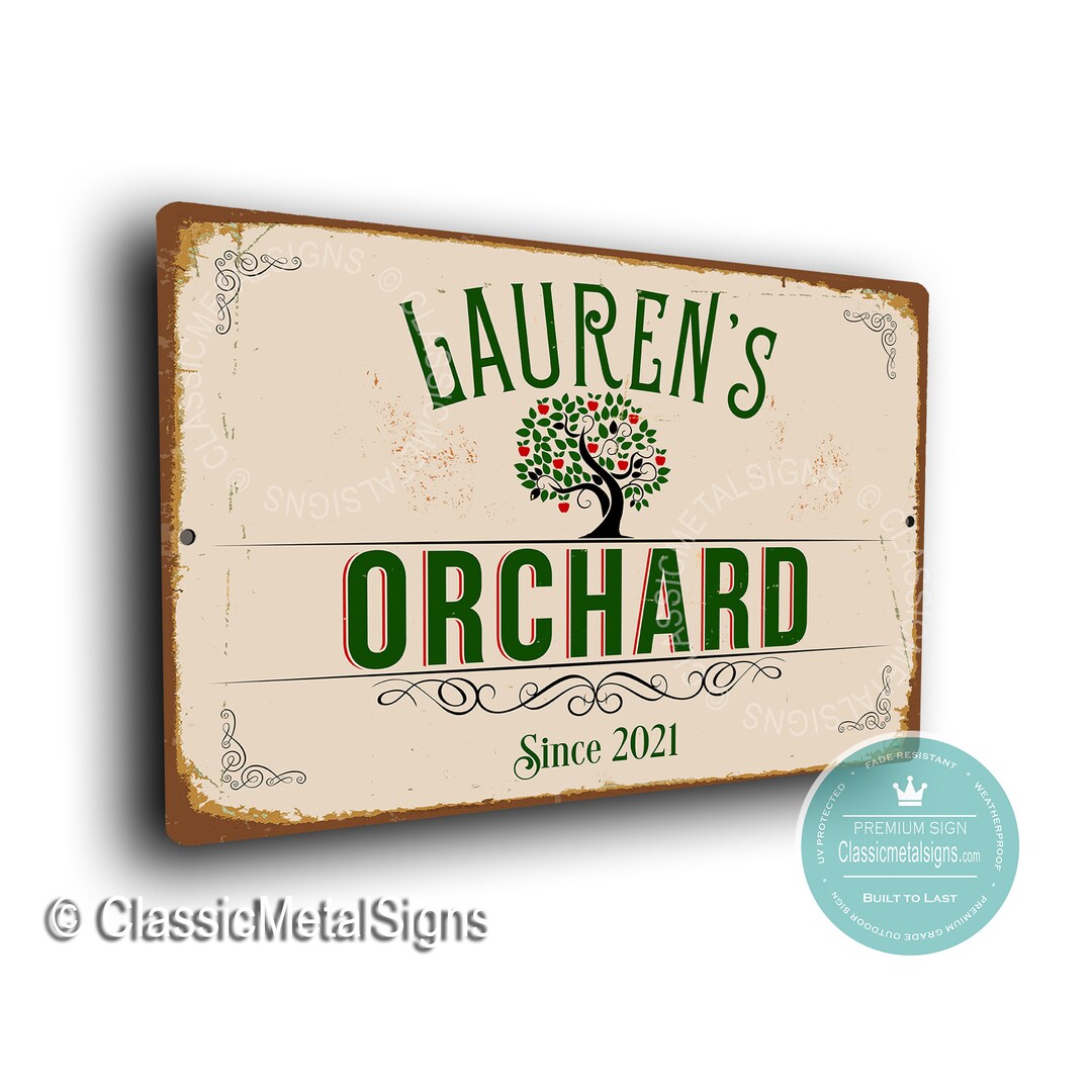 ORCHARD SIGN, Personalized Orchard Sign, Orchard , Outdoor Sign, Custom ...