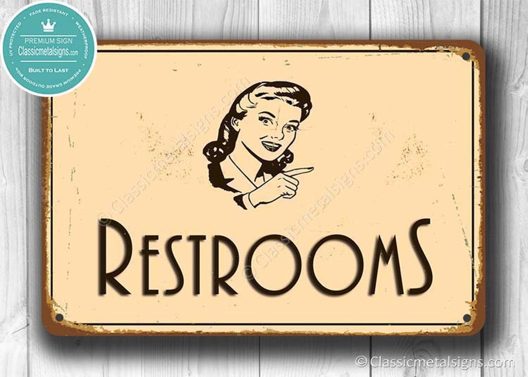 RESTROOM SIGN, Restroom Signs, Vintage Style Restroom Sign, Directional ...