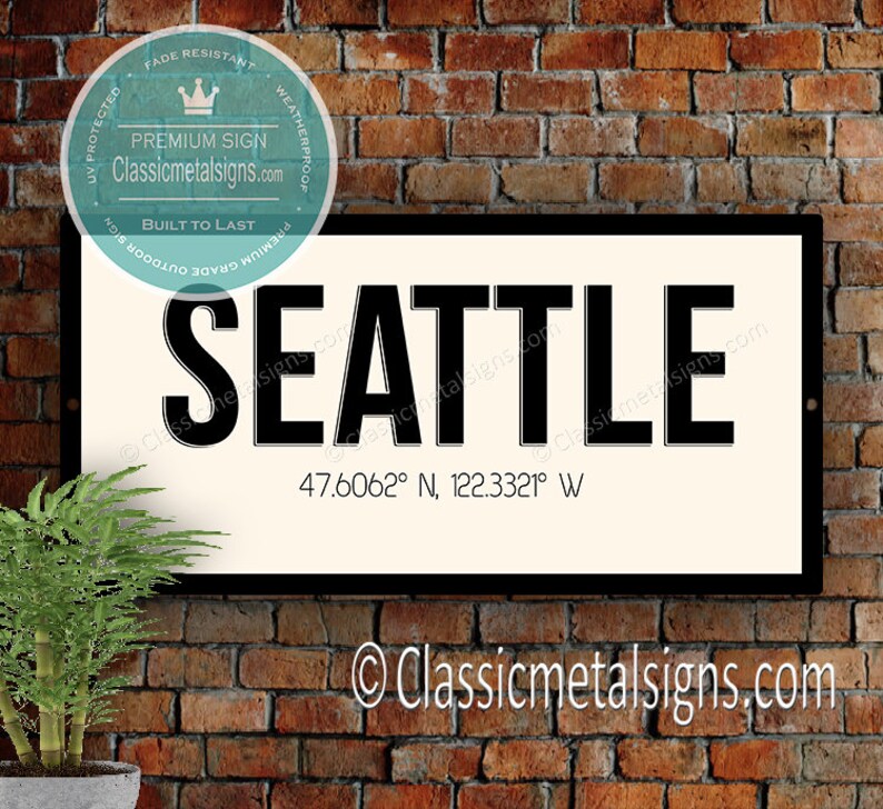 SEATTLE Coordinates Sign Seattle City Sign Modern Seattle - Etsy