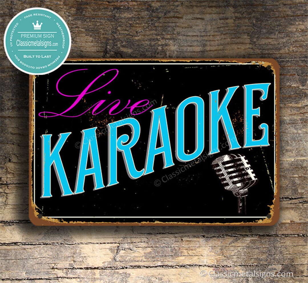 LIVE KARAOKE SIGN, Karaoke Signs, Karaoke, Vintage Style Live Karaoke ...