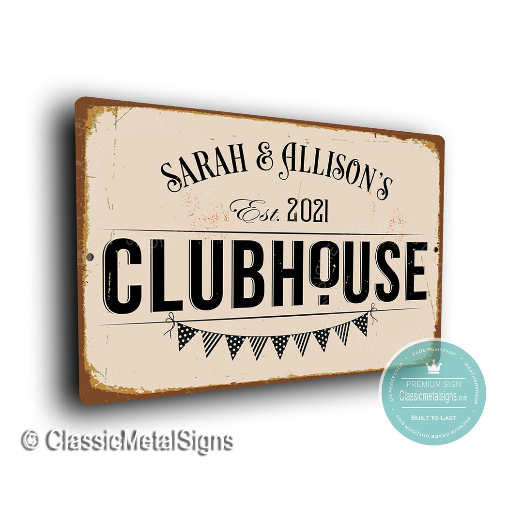 CUSTOM CLUBHOUSE Sign, Clubhouse Signs, Clubhouse Sign, Vintage Style ...