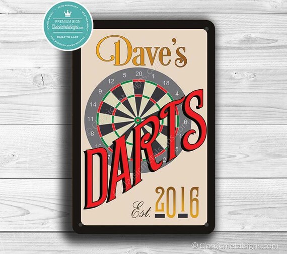 DARTS SIGN Customizable Darts Room Vintage Style Game Room | Etsy
