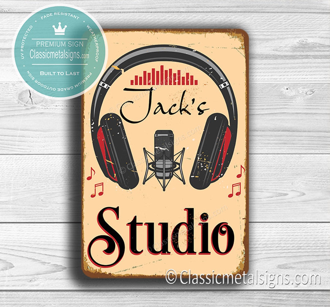 CUSTOM MUSIC STUDIO Sign, Personalized Music Sign, Studio Sign, Vintage ...