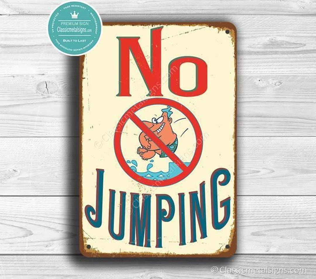 Vintage Style No Jumping Pool Sign: Rustic Aluminum Aluminum Composite ...
