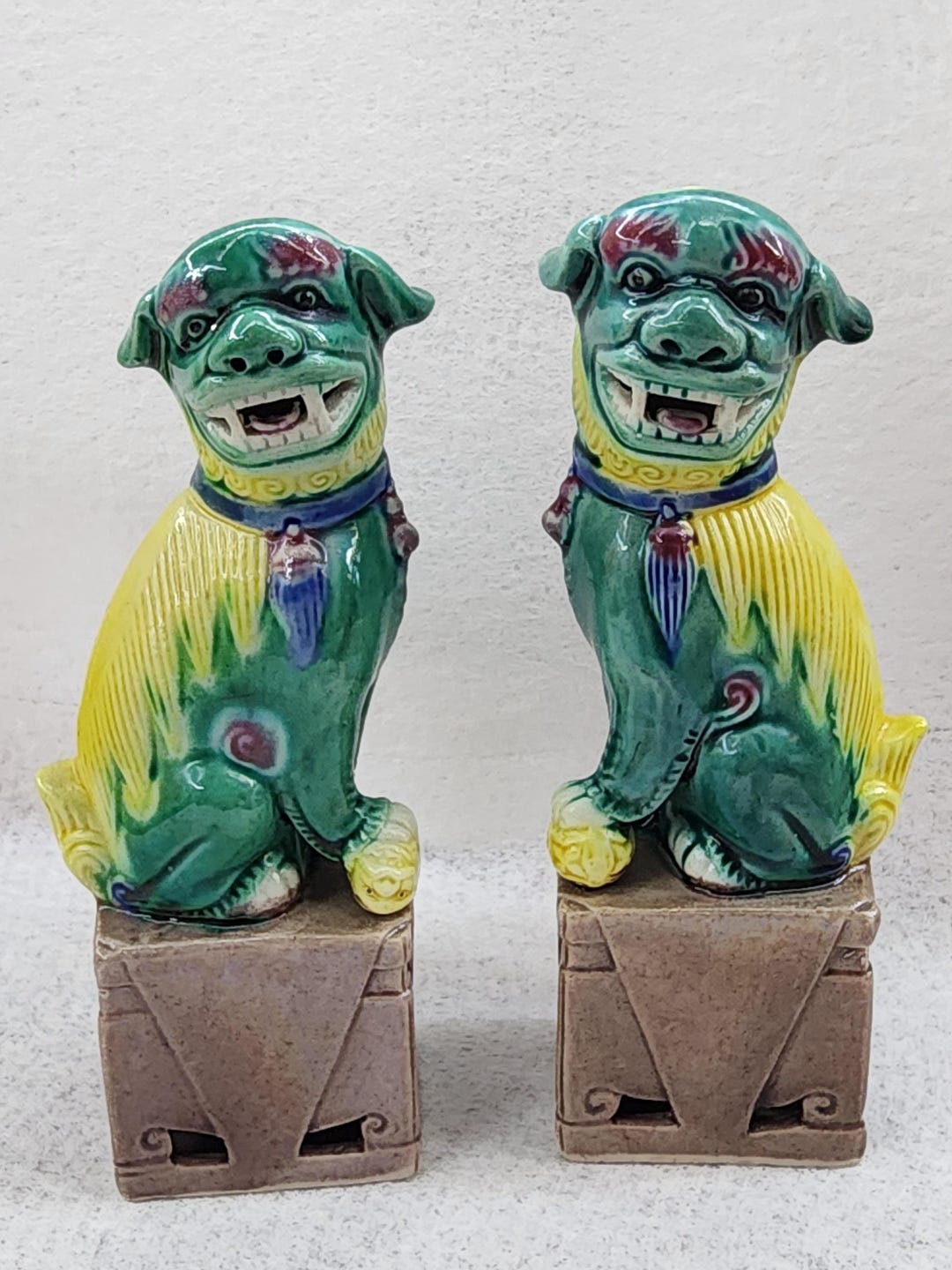 Vintage Porcelain Chinese Fu Dogs, 1920s-30s Amulet Lion Dog Pair - Etsy