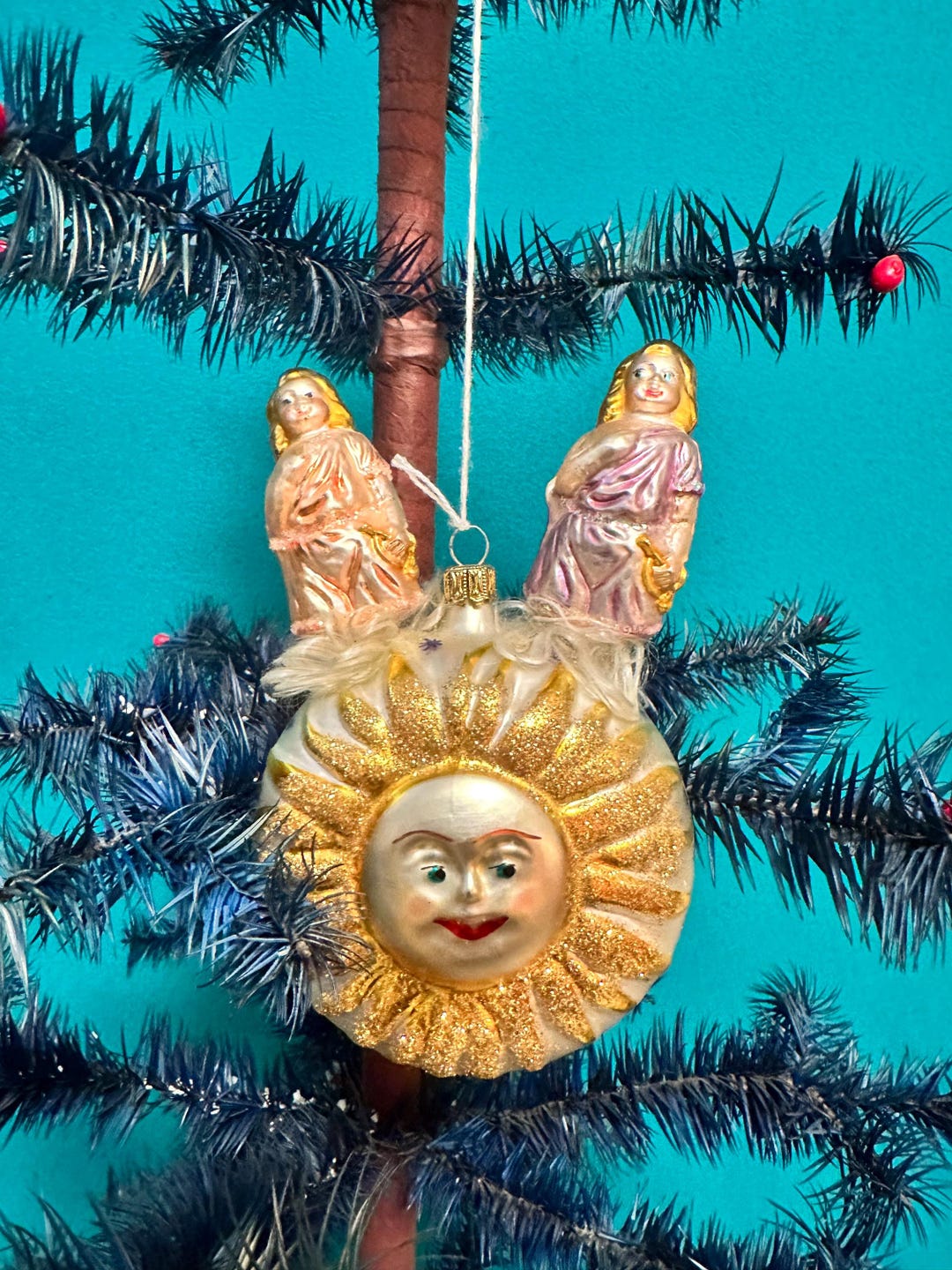 Vintage Christopher Radko Christmas Ornament, Sun With Angels. Rare ...